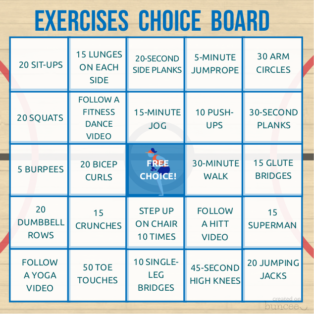 Buncee - Template - PE - Exercises Choice Board