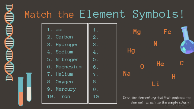 Buncee - Template - Match the Element Symbols!