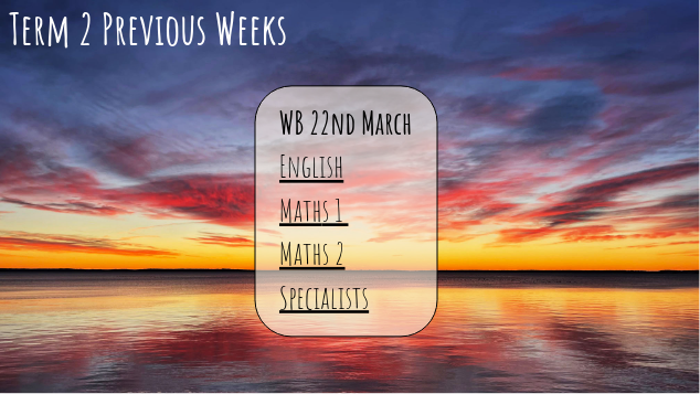 Create - Term 2 Previous Weeks